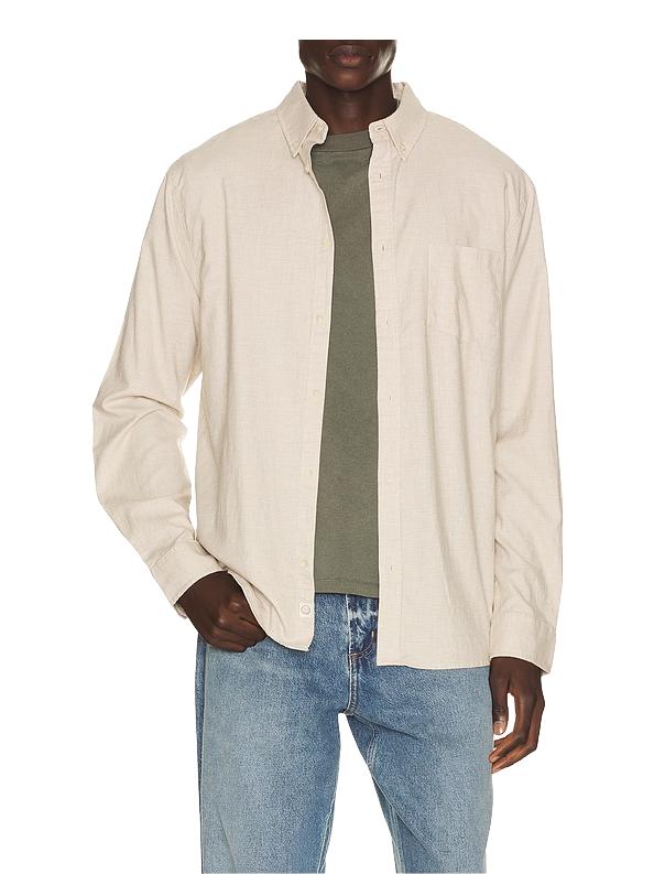 MARINE LAYER marine layer california oxford shirt in brown.